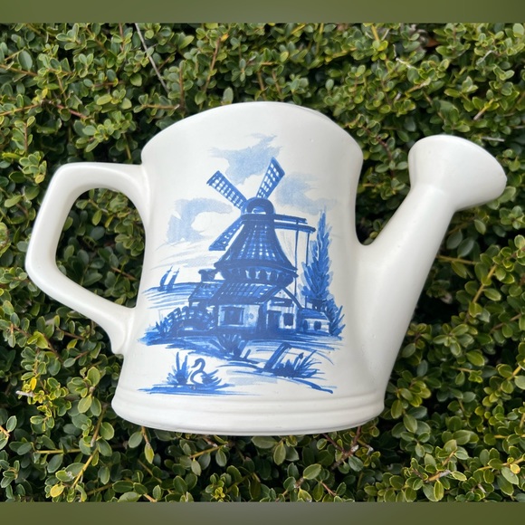 Mccoy | Accents | Vintage Mccoy Pottery Blue Windmill Watering Can ...